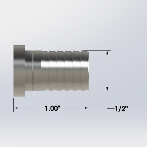 3157: 1/2″ Barbed Stem for 1/2" Nut — Fittings, Inc.