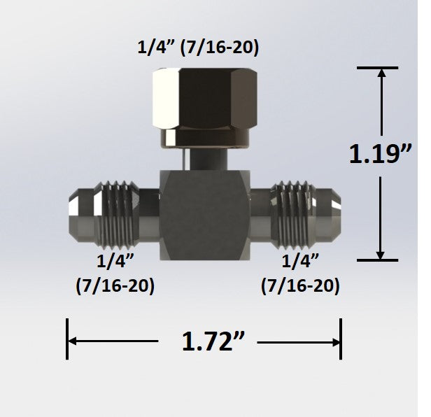 7055: 1/4" Male Flare Tee to 1/4" Female Flare Swivel — Fittings, Inc.