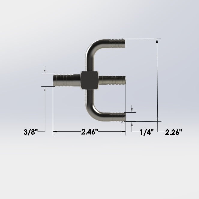 7137: 3/8" Barb to 1/4″ Barb Y-Cross - Reducer — Fittings, Inc.