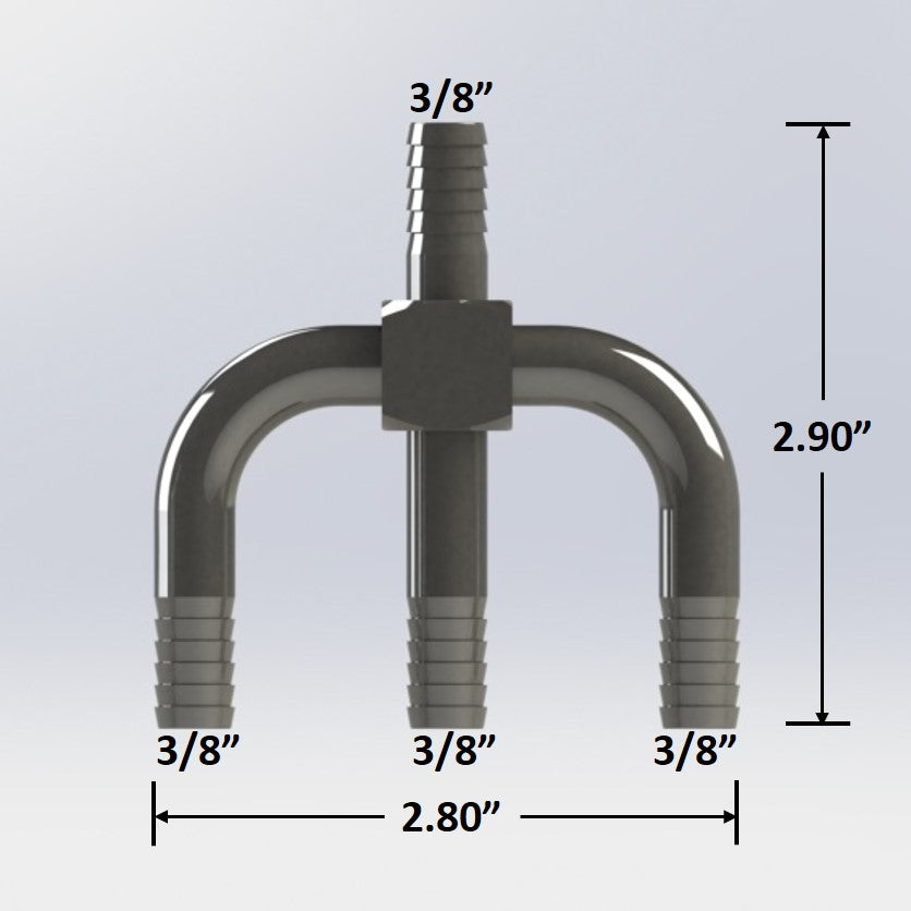 7144: 3/8″ Barbed Y-Cross — Fittings, Inc.