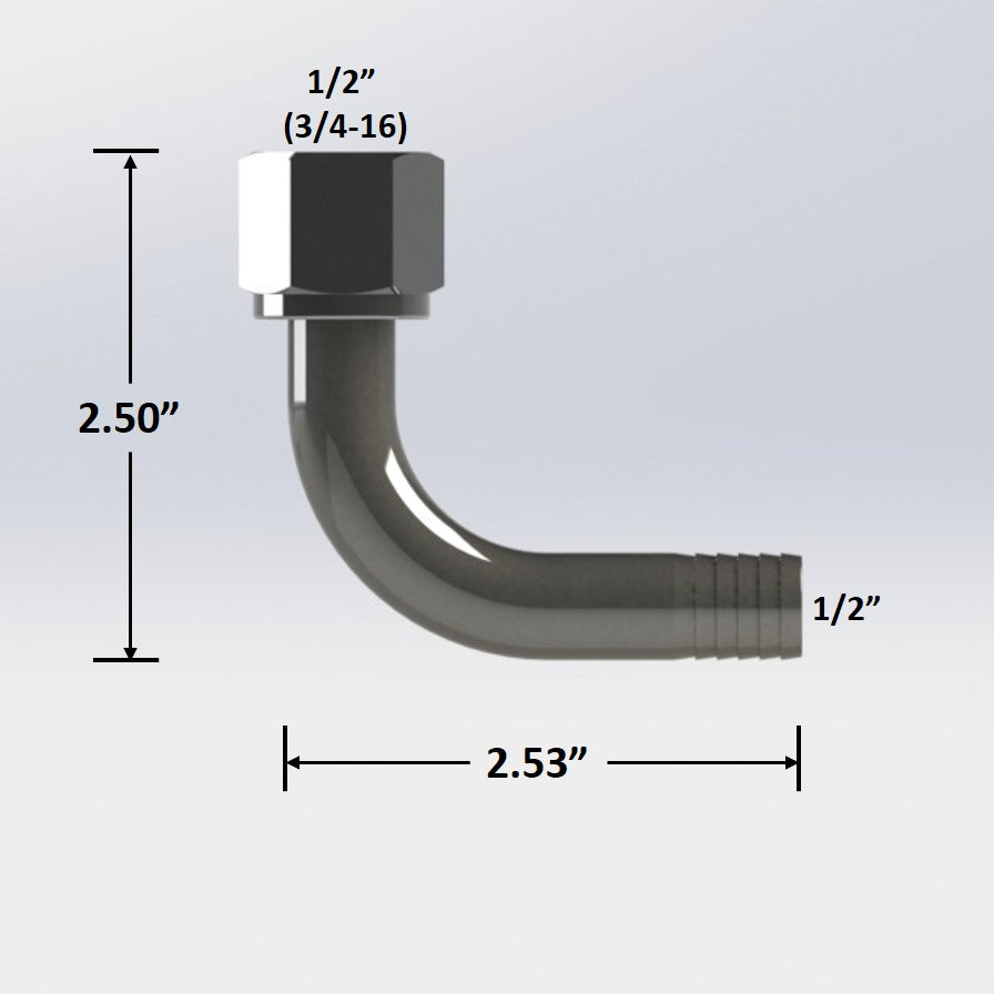 7191: 1/2″ Female Flare Swivel to 1/2″ Barb Elbow — Fittings, Inc.
