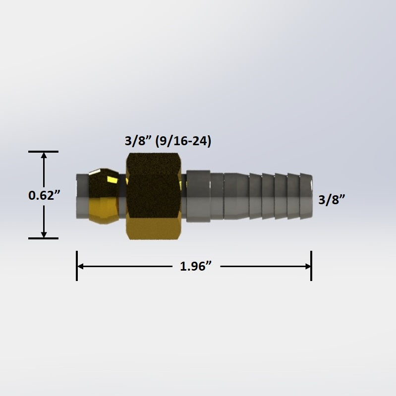 7264: 3/8″ Female Flare Compression to 3/8″ Barb — Fittings, Inc.