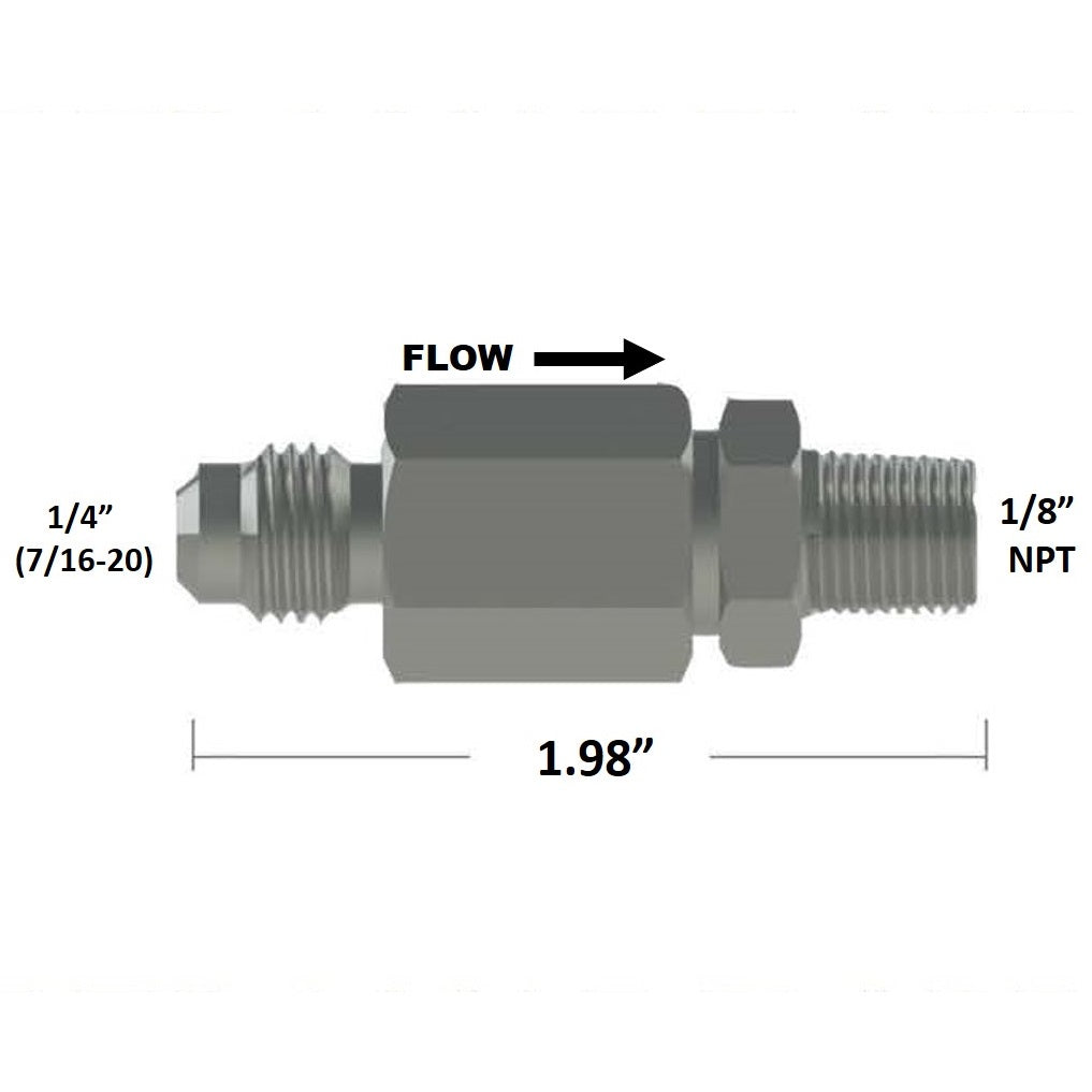 9042: 1/8" Male NPT to 1/4" Male Flare Check Valve - Single Ball ...